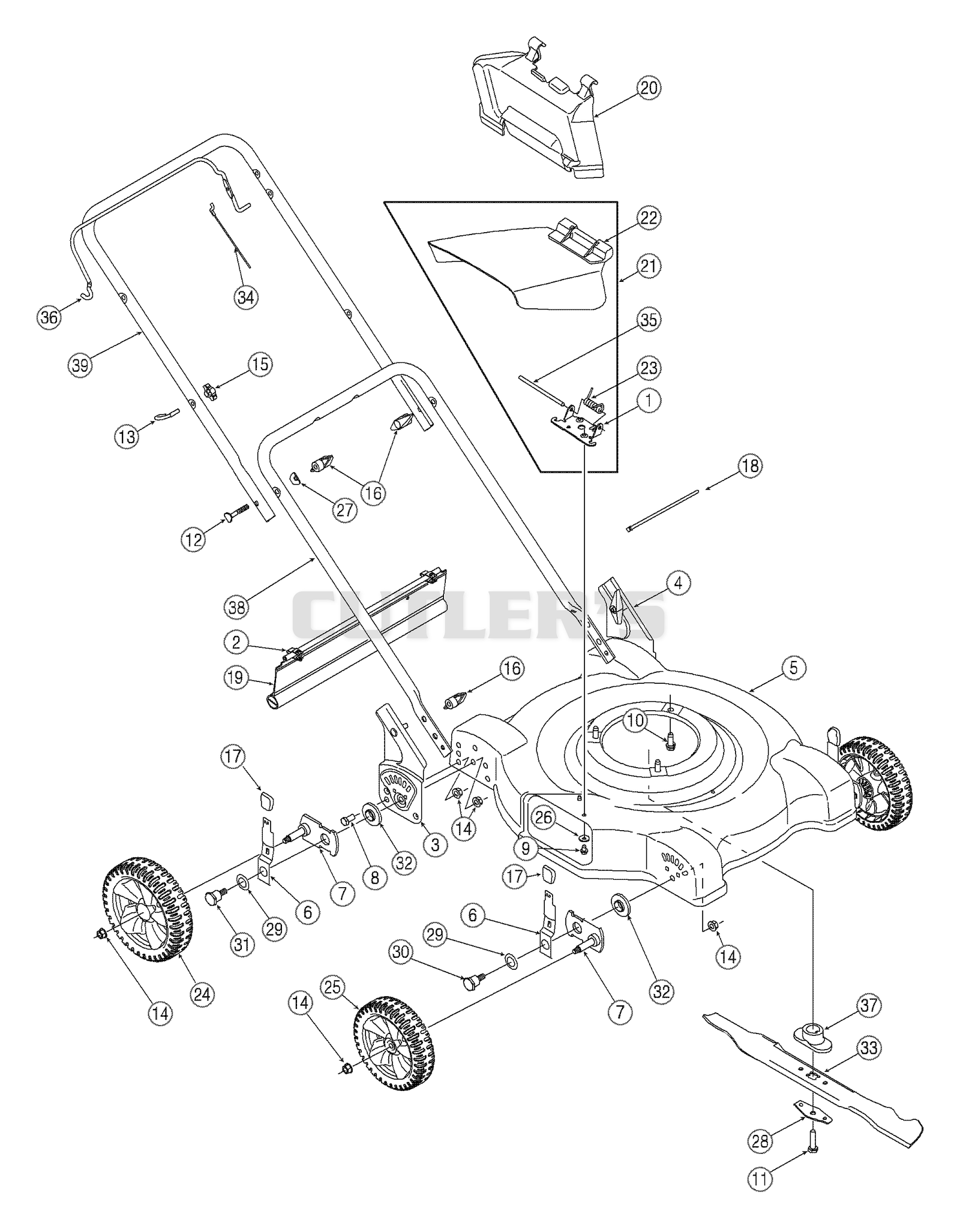 Yard Machines 11A-084E729 Push Lawn Mower Parts Diagram (2005)