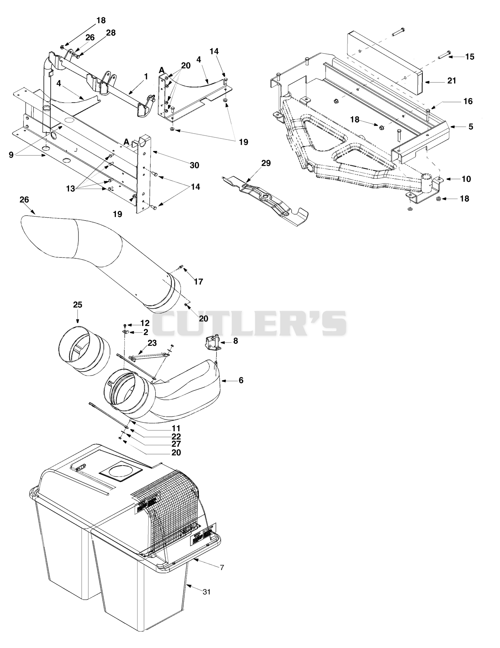 White Outdoor 590-303-000 Double Bagger Attachment Parts Diagram